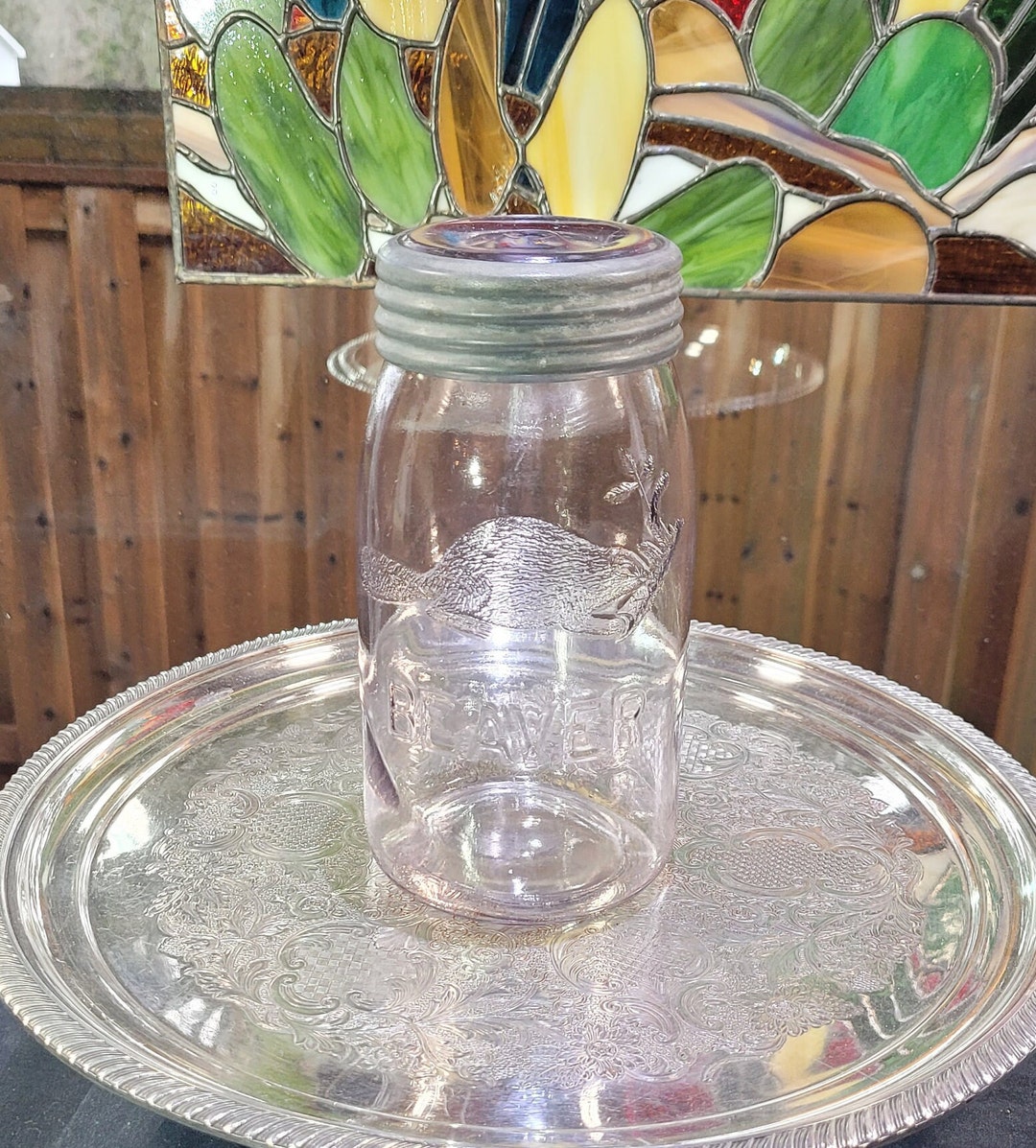 Rare Vintage Canadian SCA Beaver Quart Jar - Light Purple Quart - Very ...