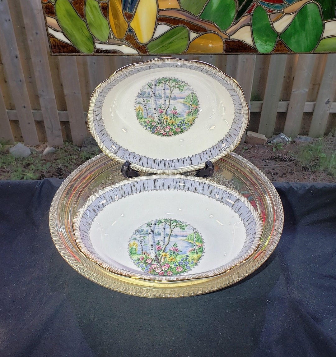 Vintage Royal Albert 'silver Birch' Pair of 9 in Oval Serving Bowls ...