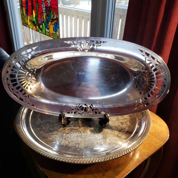 Nickel plated metal serving tray store
