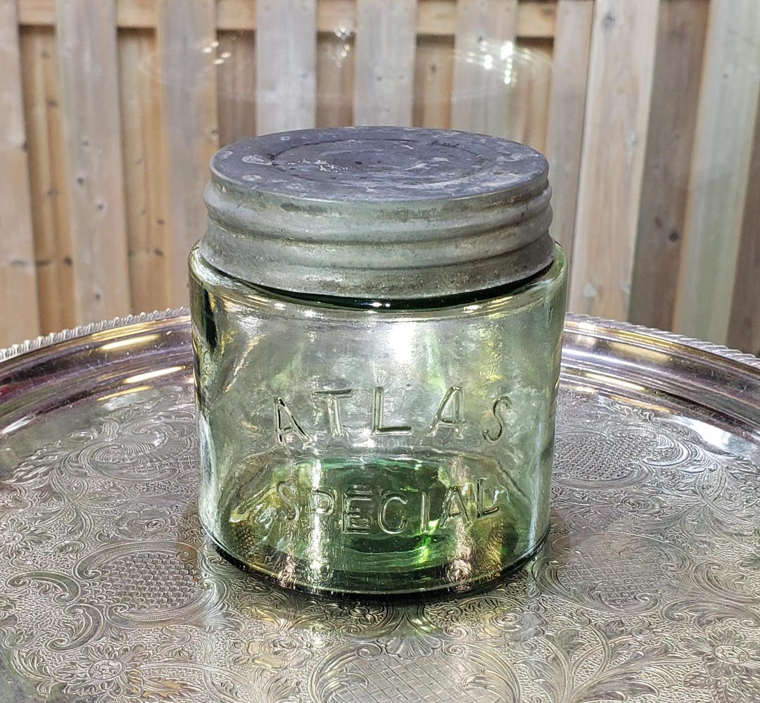 Vintage HTF Dark Olive Green Atlas Special Pint Jar - Vintage Mason Jar ...