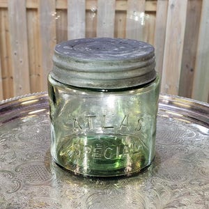 Vintage HTF Dark Olive Green Atlas Special Pint Jar - Vintage Mason Jar ...