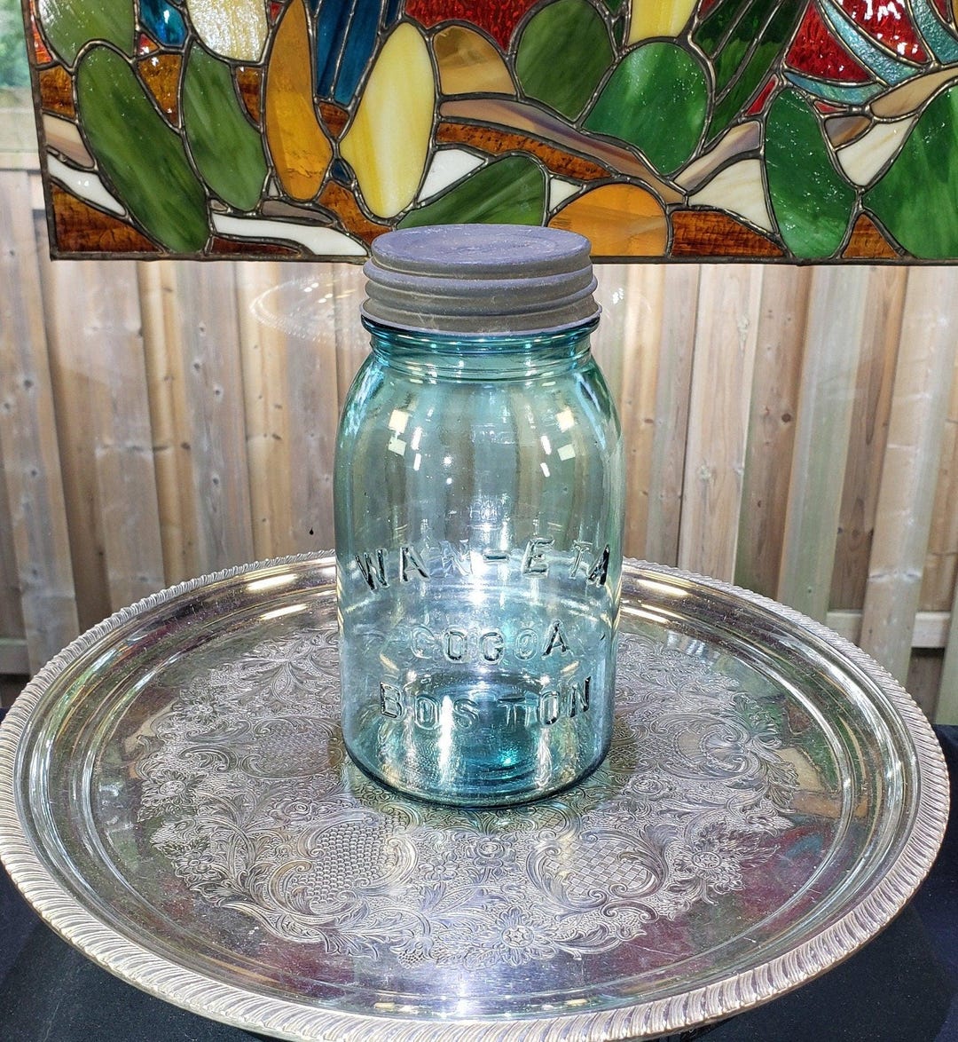 Vintage Ball Blue Mason Jar: WAN-ETA Cocoa Boston Quart Jar - Etsy