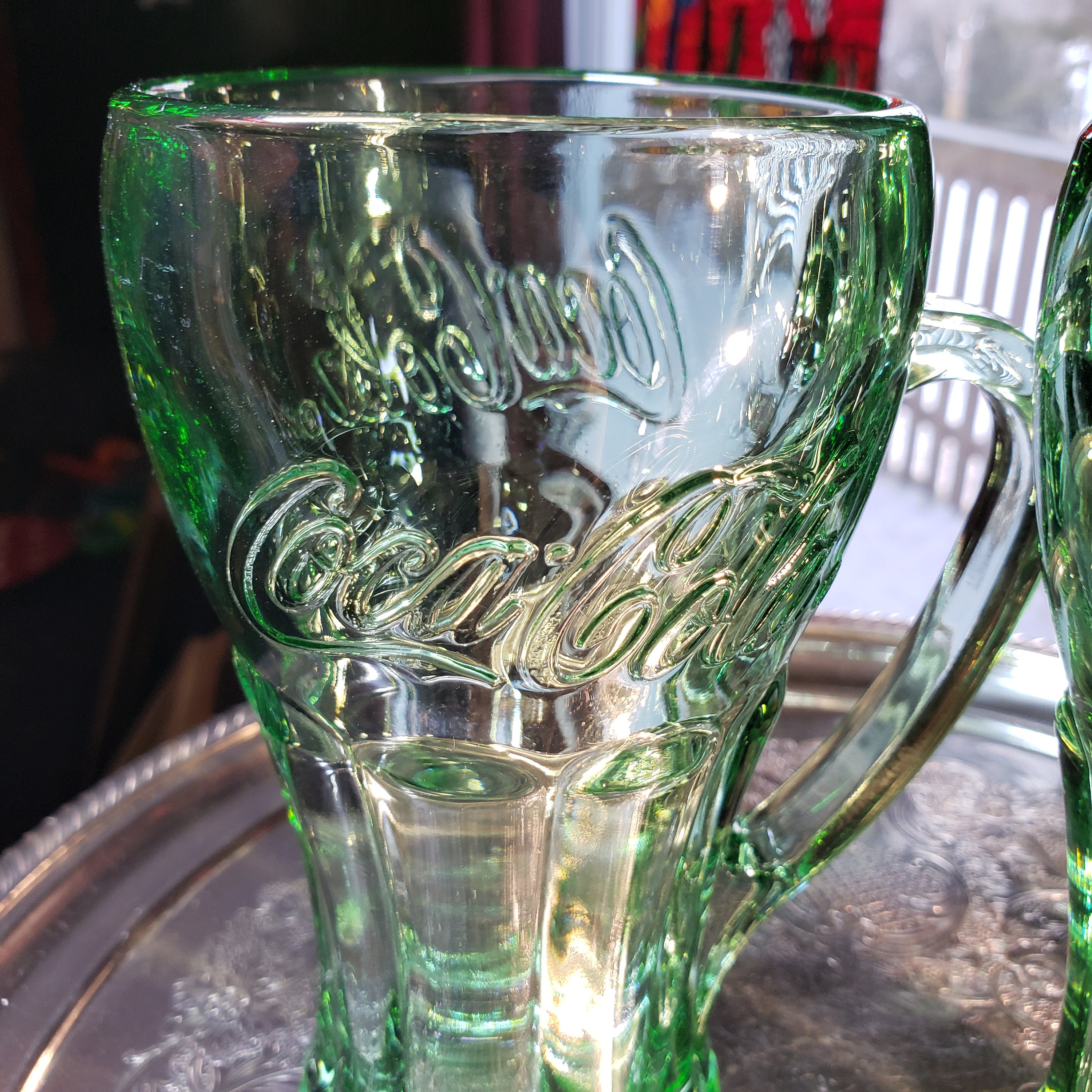 Libby Coca Cola Glass Handled Pair of Mugs Great Color - Etsy