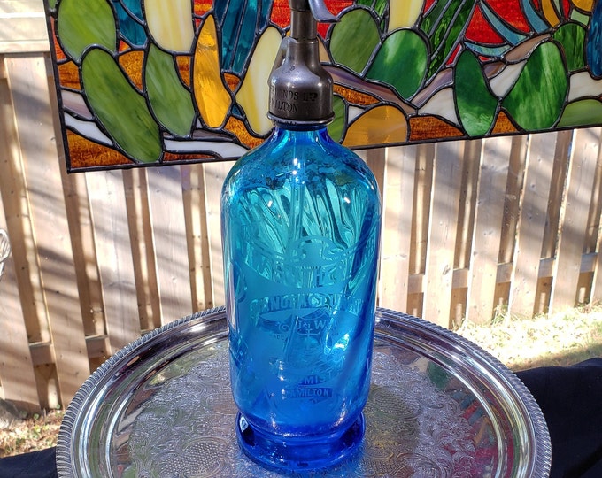 Antique Spiral Blue Soda Bottle Sutherland Manufacturing Hamilton Ont ...