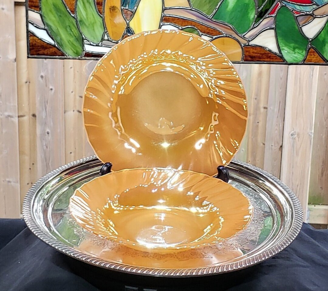 Vintage Termocrisa Crisa Peach Luster Soup Bowls - Set of Two - 1950s ...