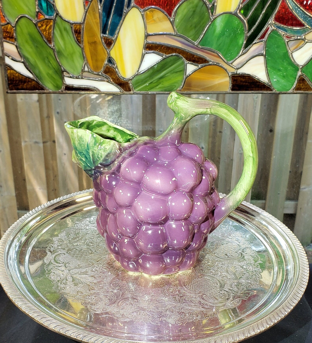 Vintage Hand Painted Grape Pitcher - Italian Made by Ancora - Fun ...