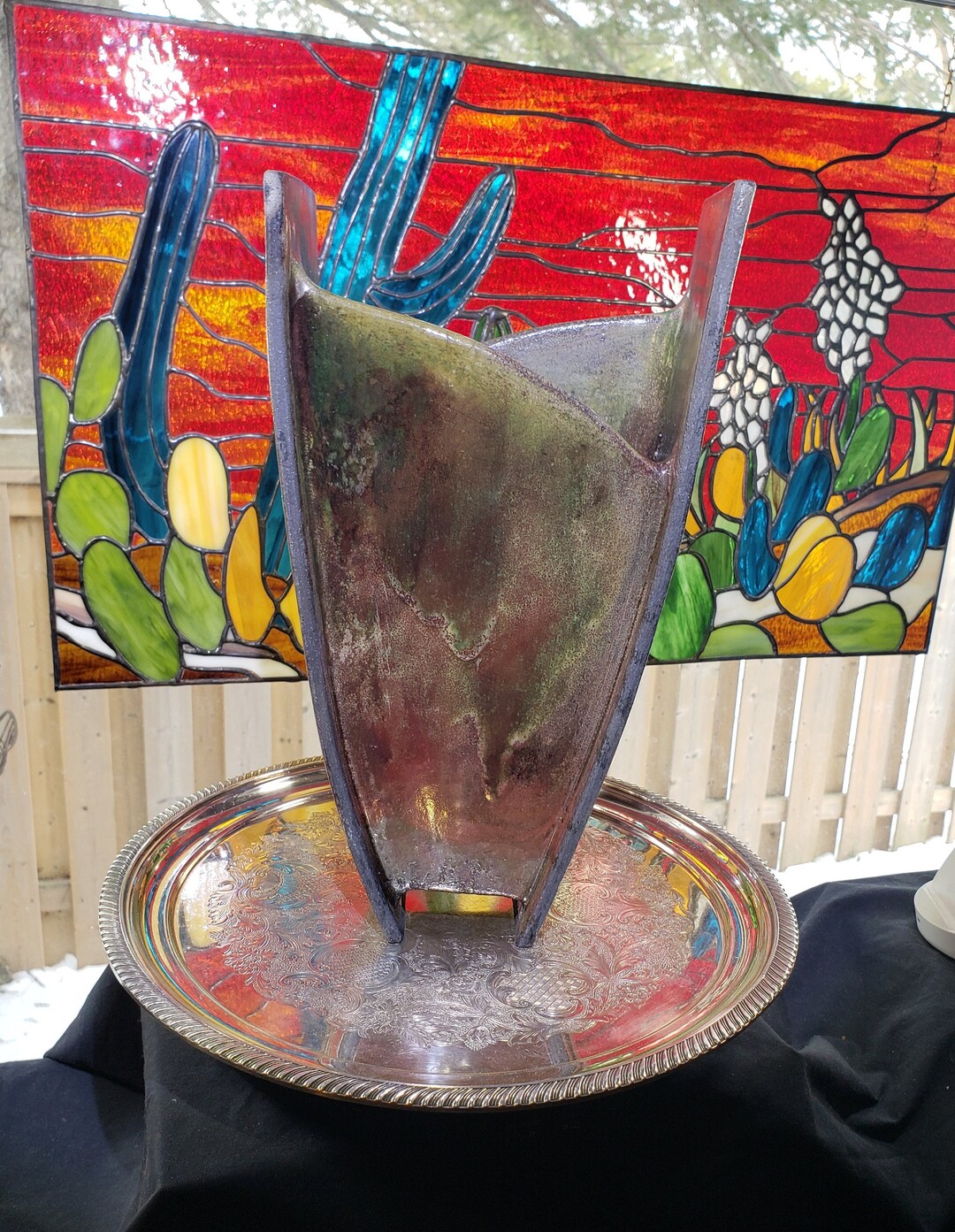 Vintage Hand Made Mid Century Slab Sided Vase - Signed Vase, Heavy Vase ...