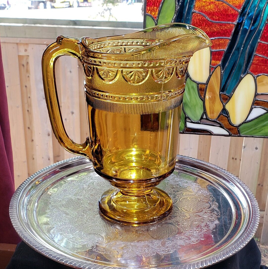 Antique Amber Half Gallon EAPG Pitcher - Sheraton Pattern 1886 Ca Bryce ...