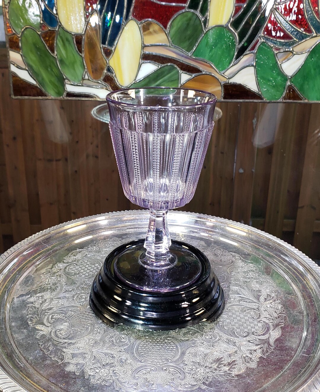 Vintage Amethyst Glass Goblet: Beaded Panels EAPG Victorian Decor - Etsy