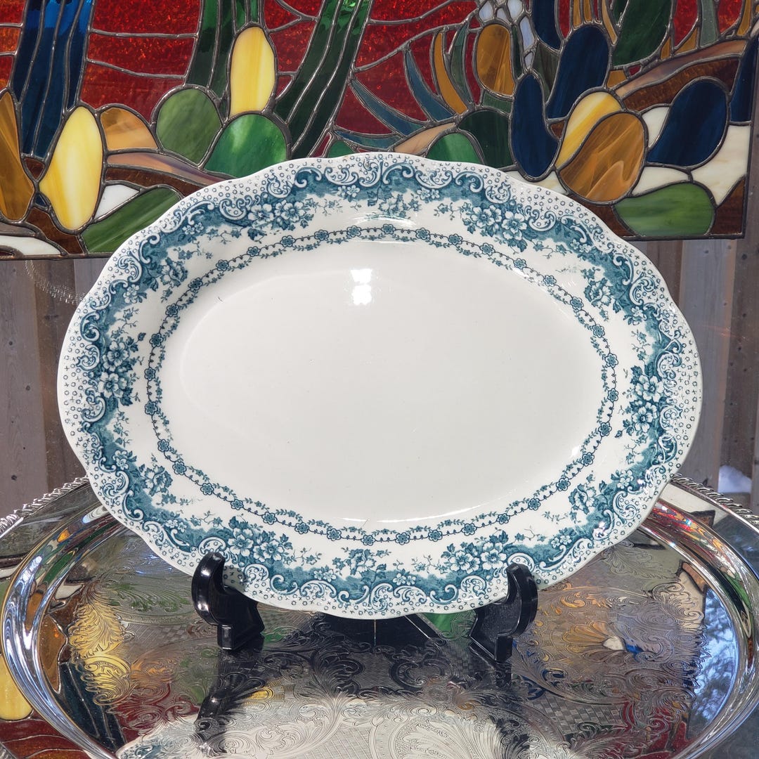 Antique F Winkle & Co Turquoise Platter: Victorian Colonial Pottery - Etsy