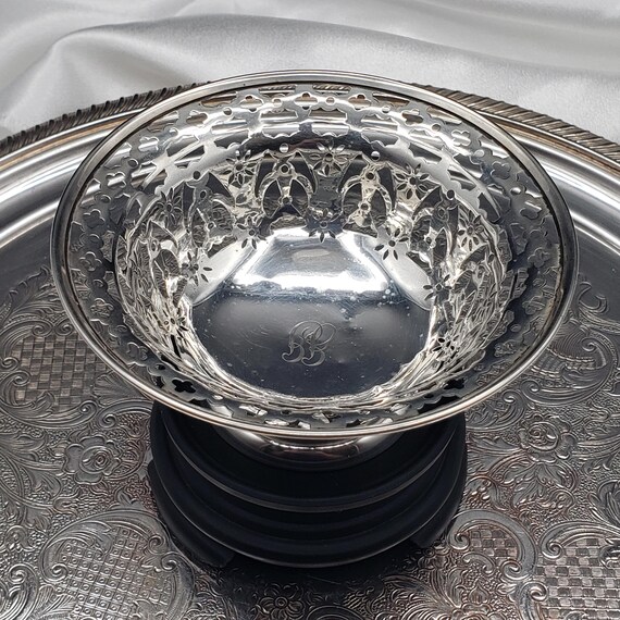 Antique Sterling Silver Filigree Pedestal Dish - Smit… - Gem