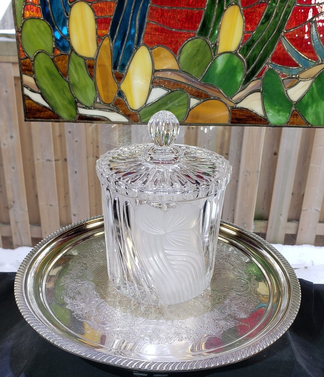 Vintage Crystal Frosted Flower Cookie Jar Paradise Pattern - German ...