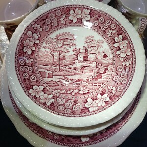 Vintage Set of Four Spode Pink Tower Cups & Saucer With Matching Plates ...