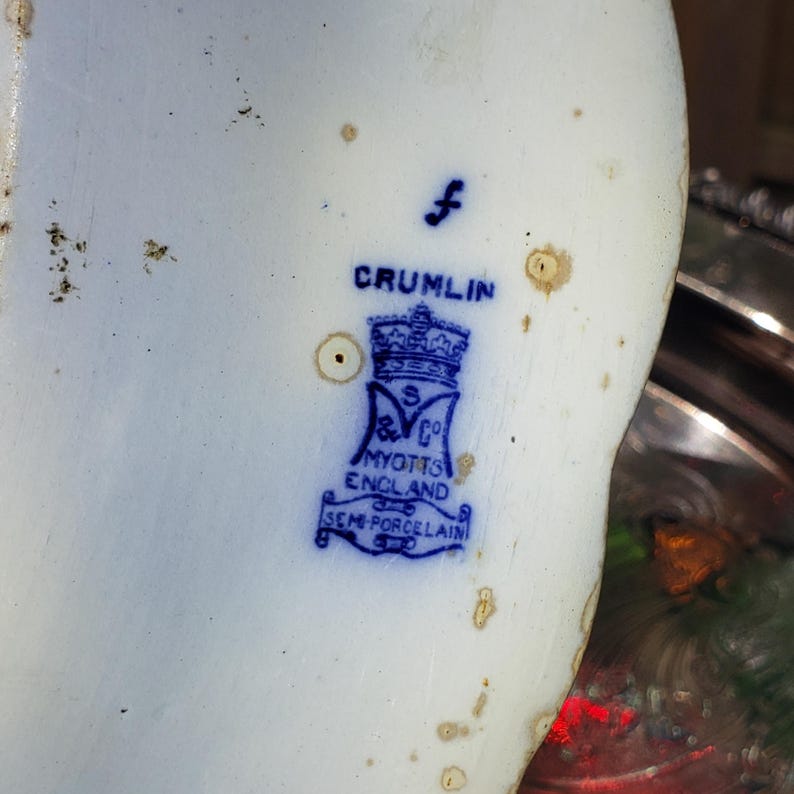 Antique Flow Blue 14 Inch Platter - Crumlin Pattern - Myott & Sons ...