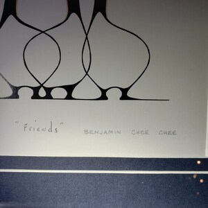 Vintage Benjamin Chee Chee Numbered Print 65/95 "friends" in Wood Frame ...