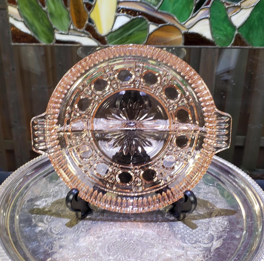 Vintage Indiana Glass Divided Dish - Pink Depression Glass, Windsor ...