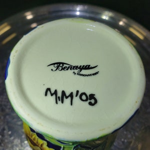 Vintage Benaya Artisan Porcelain Cobalt Blue Sunflower Vase by Michael ...