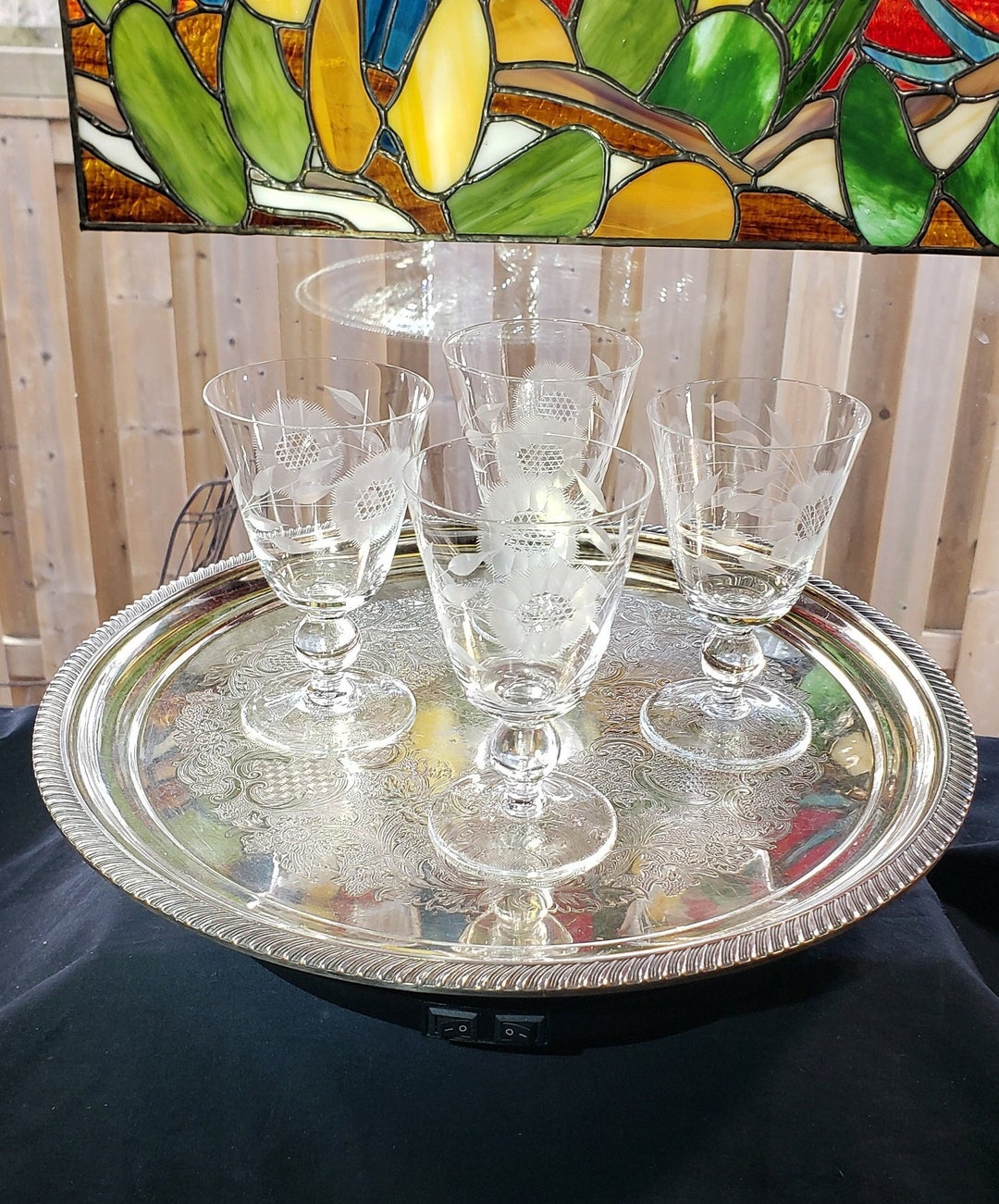 Vintage Crystal Cornflower Ball Stem Glasses Set of 4 Vintage Glasses ...