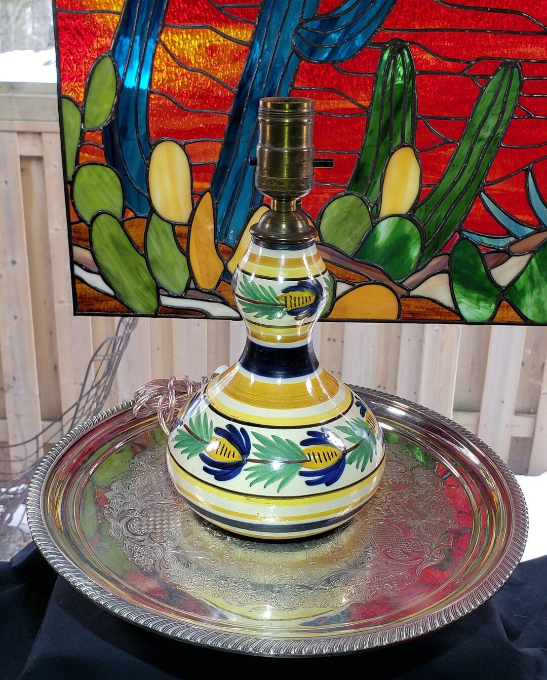 Vintage French Made Quimper Style Lamp Vintage Lamp, French Lamp, Hand ...