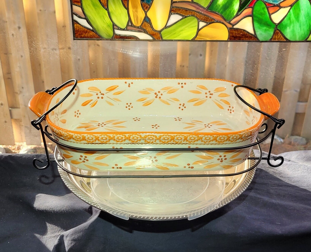 Vintage Temp-tations Old World Orange 4 Quart Casserole Baking Dish ...