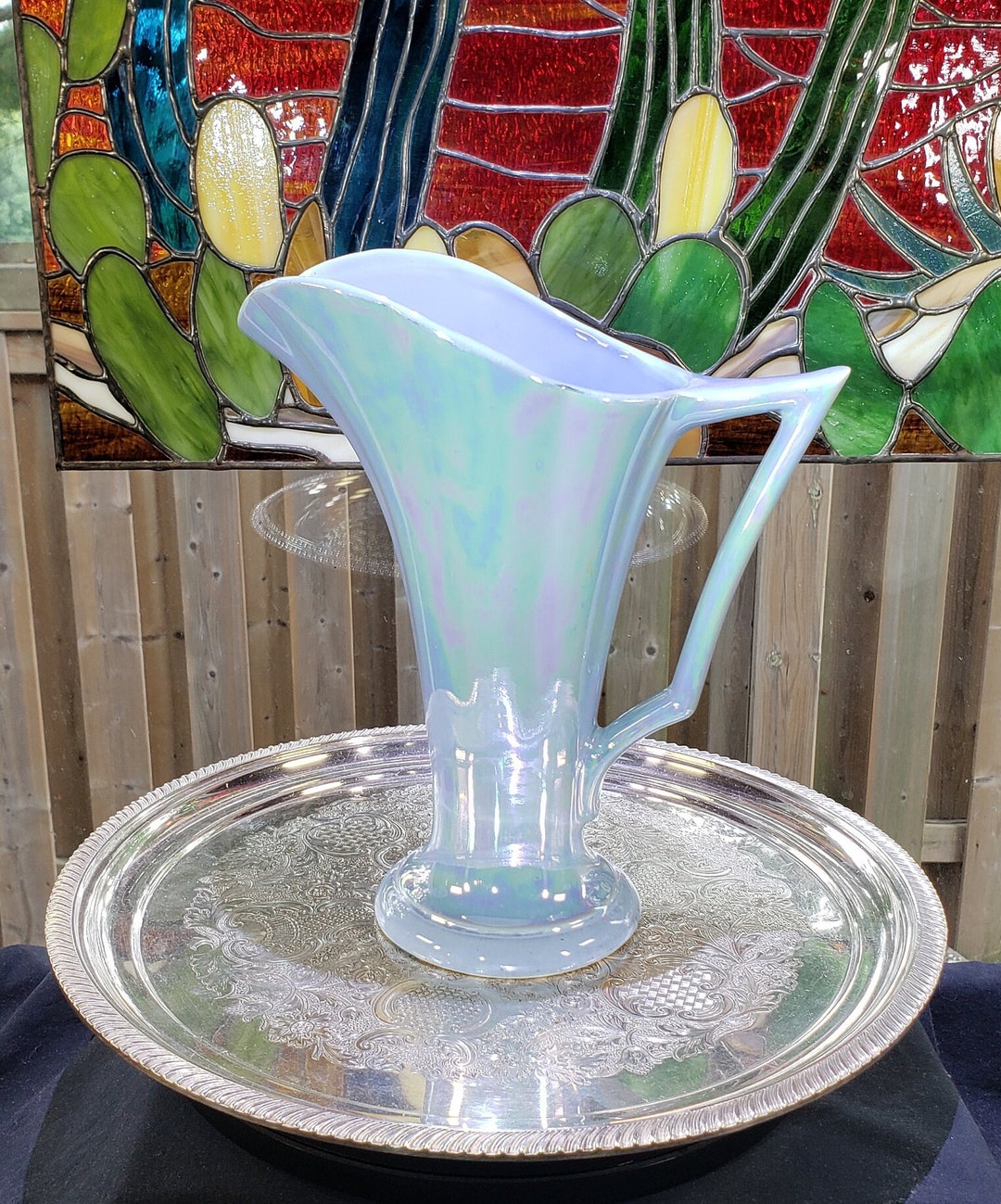 Vintage Sadler Lusterware Pitcher: "jean" Pattern Iridescent Vase ...