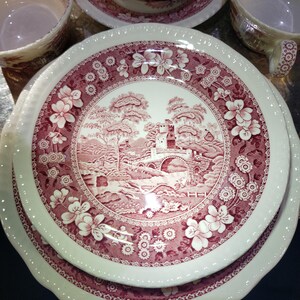 Vintage Set of Four Spode Pink Tower Cups & Saucer With Matching Plates ...