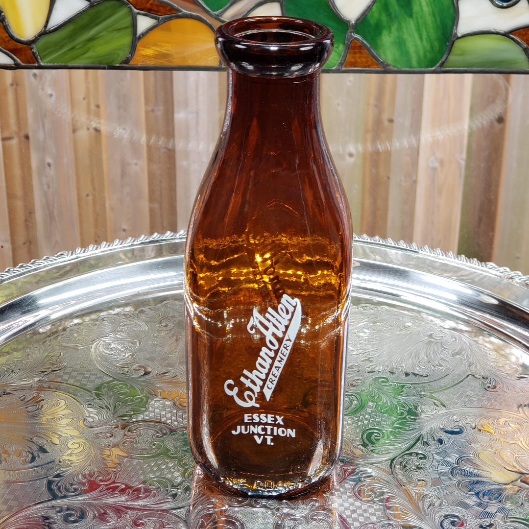 Vintage Ethan Allen Amber Milk Bottle - 1950s Dairy Decor - Etsy