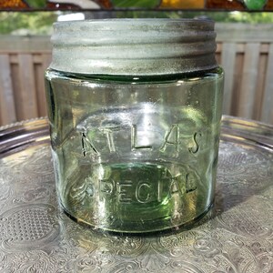 Vintage HTF Dark Olive Green Atlas Special Pint Jar - Vintage Mason Jar ...