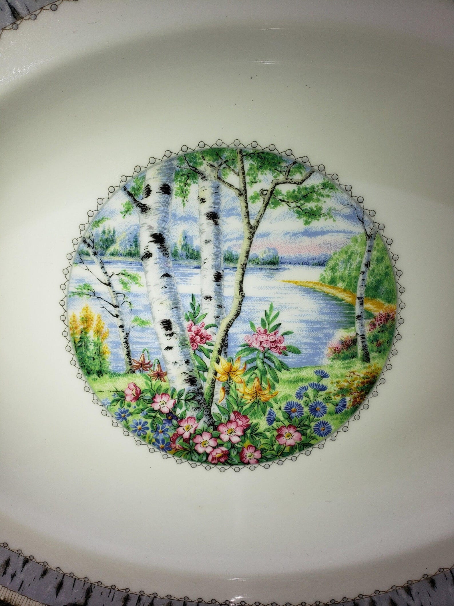 Vintage Royal Albert Silver Birch Medium Platter, English China, Birch ...