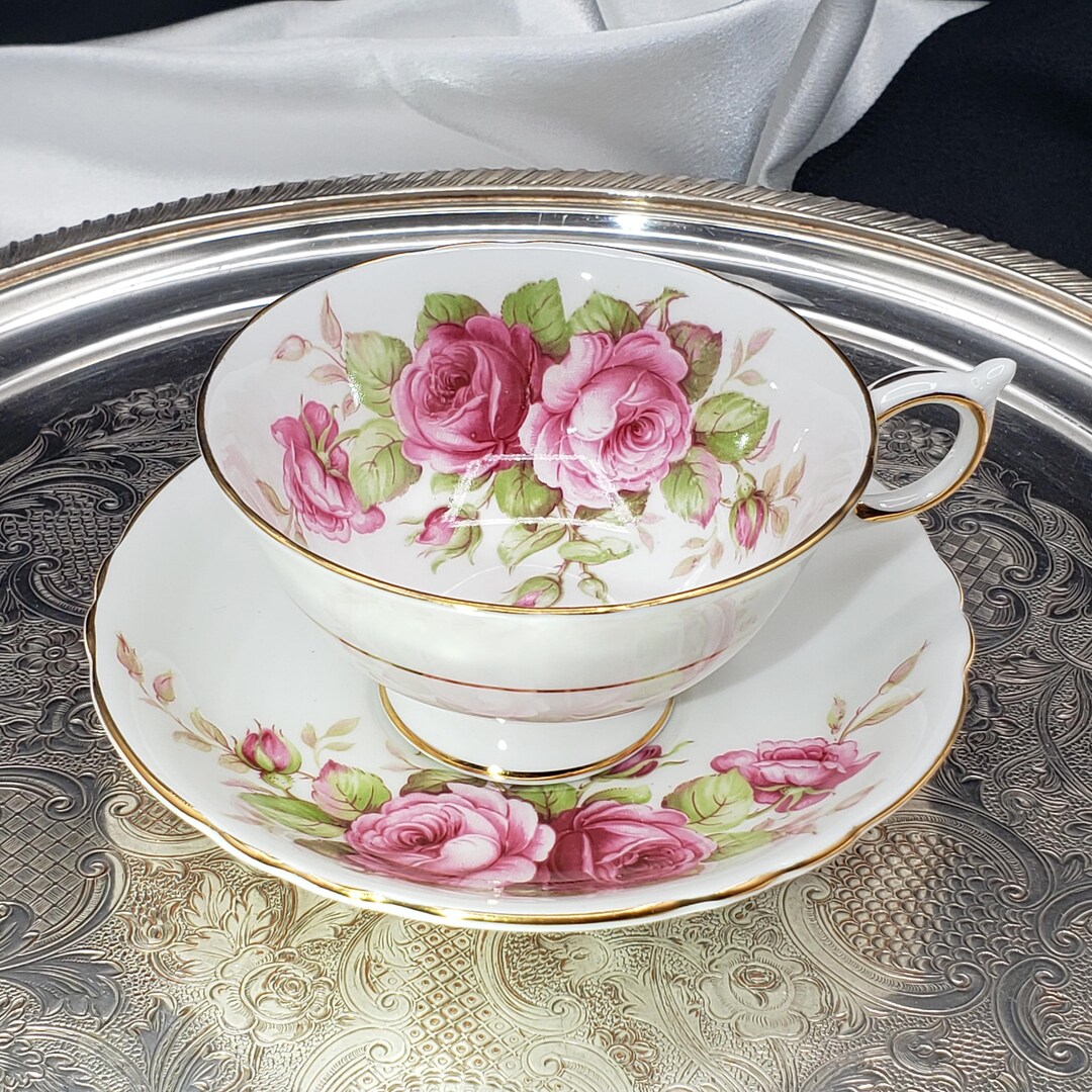 Vintage Paragon Pink Cabbage Rose China Tea Cup and Saucer - Etsy