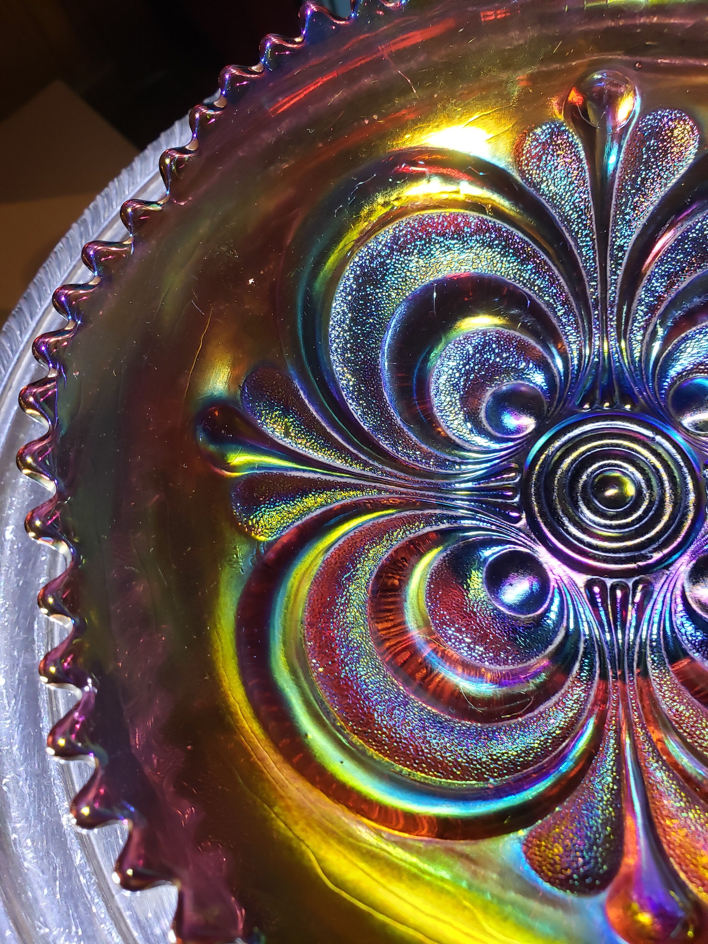 Imperial Glass Scroll Embossed Carnival Glass Bowl Purple - Etsy