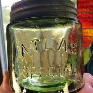 Vintage HTF Dark Olive Green Atlas Special Pint Jar Vintage Mason Jar ...
