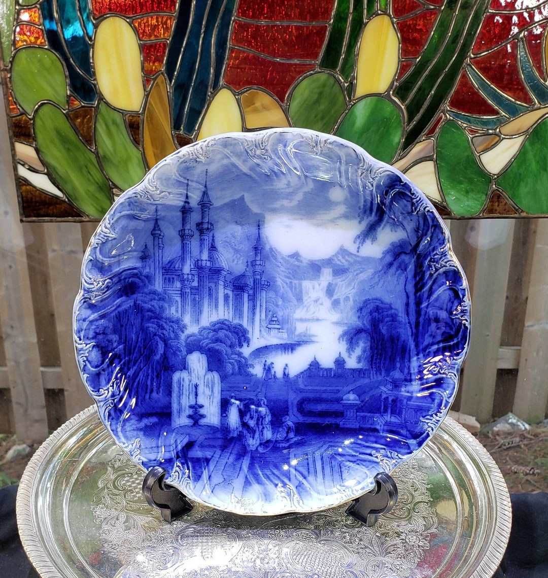 Antique Flow Blue "old Istanbul" Dinner Plate - Antique Cabinet Plate ...