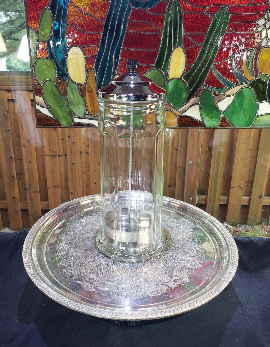 Vintage Multi Panel Glass Barber Jar: Chrome Lid Barbershop Decor - Etsy