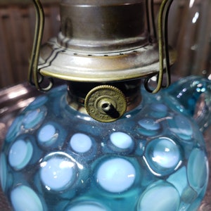 Vintage Antique Blue Coin Dot Finger Glass Oil Lamp - Rare Find for ...