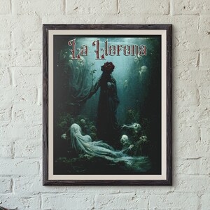 La Llorona Poster the Weeping Woman Cryptid Art Print Llorona Wall Art Cryptid Gift Mexican Folk ...