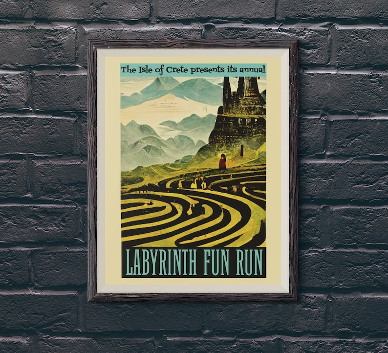 Greek Mythology Art Print Greek Mythology Poster Labyrinth Fun - Etsy