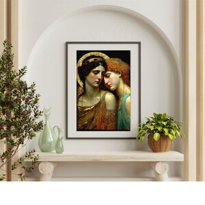 Sappho and Her Lover Art Print Classic Art Sapphic Art Print Lesbian Art Sappho Print Queer Art ...