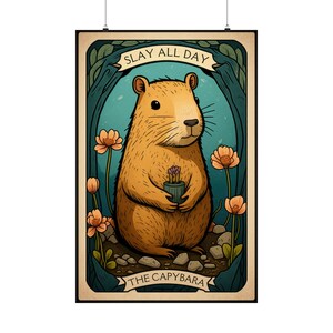Slay All Day Capybara Art Print Tarot Card Capybara Poster Capybara ...