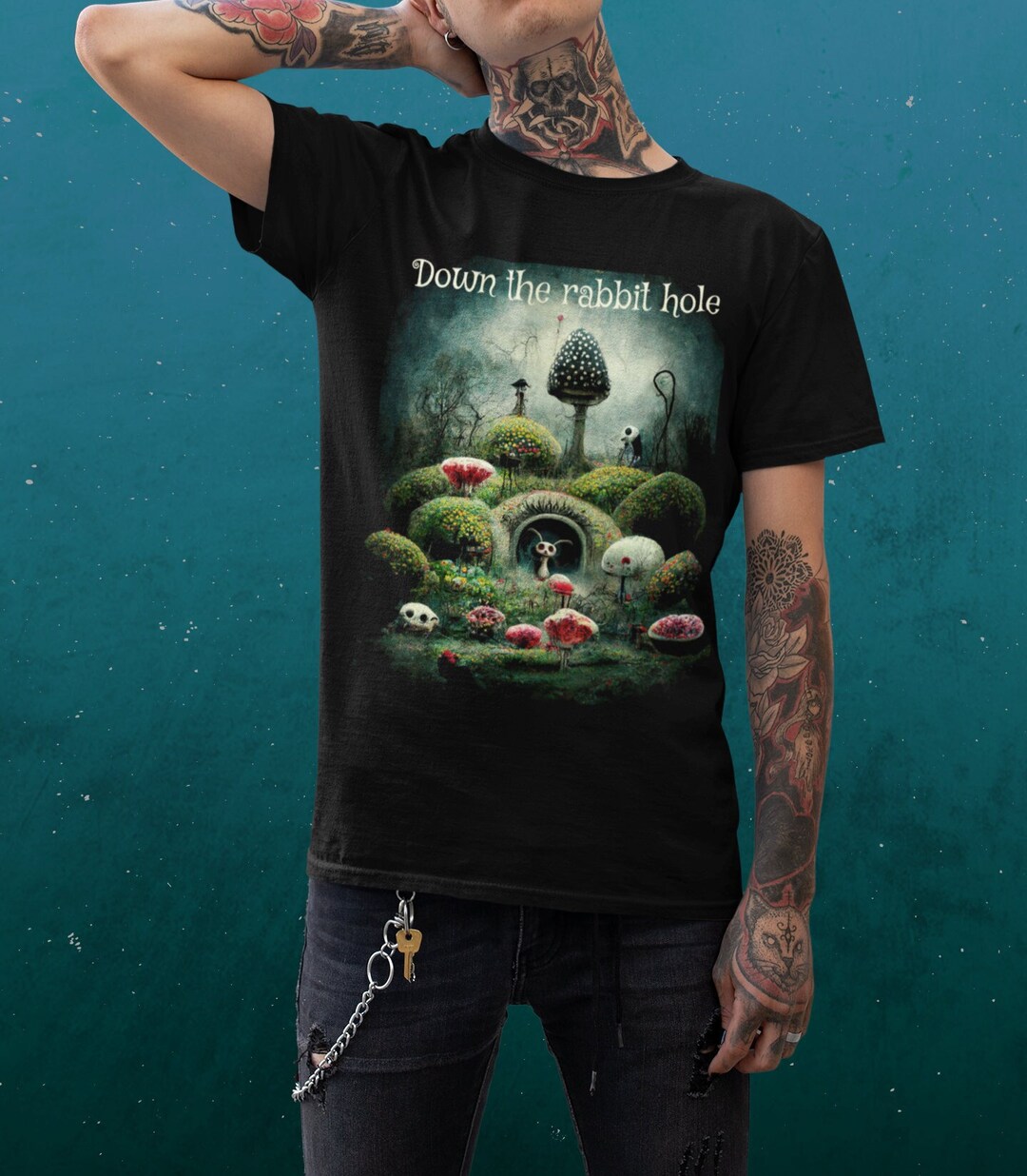 Down the Rabbit Hole Alice in Wonderland Shirt Vintage Poster Style ...