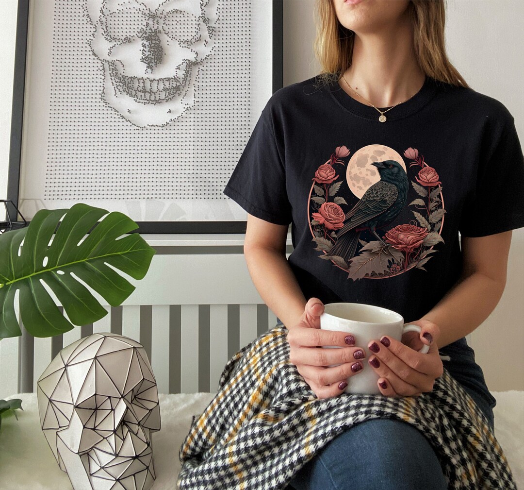 Floral Crow Shirt Crowcore Shirt Cottagecore Shirt Raven Shirt Vulture ...