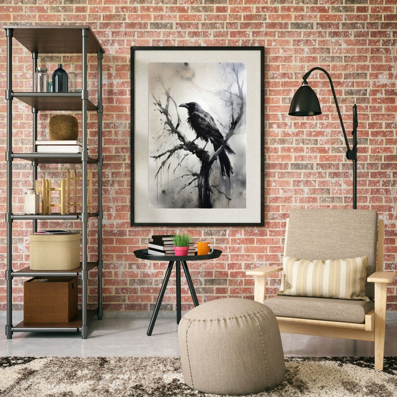 Crow Art Print Raven Wall Art Macabre Art Macabre Decor Crowcore Poster ...
