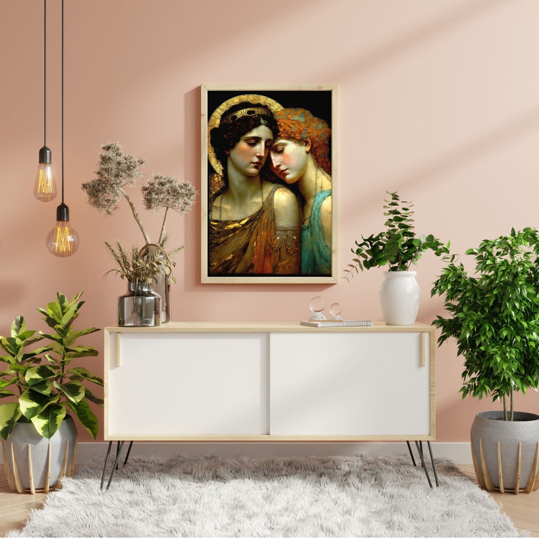 Sappho and Her Lover Art Print Classic Art Sapphic Art Print Lesbian ...