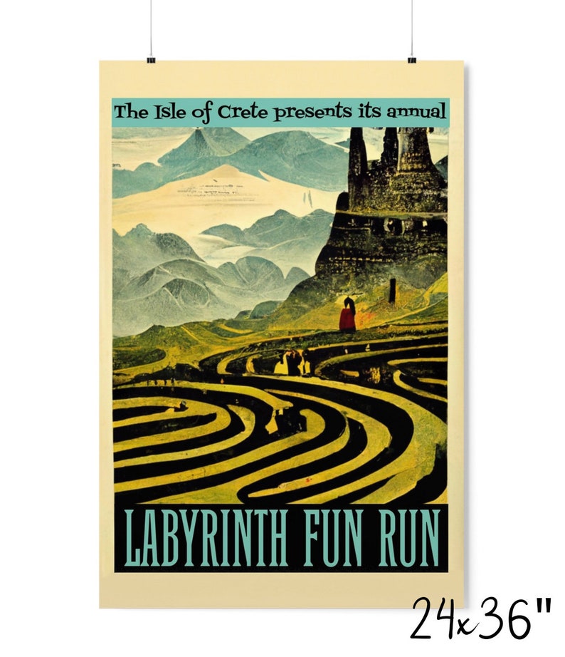 Greek Mythology Art Print Greek Mythology Poster Labyrinth Fun Run ...