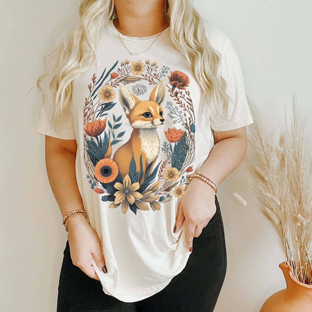 Floral Fennec Fox Shirt Cottagecore Shirt Cottagecore Clothing ...