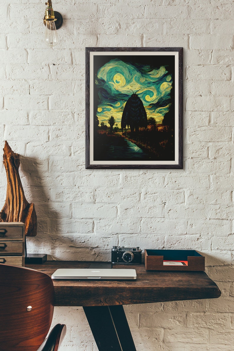 Mothman Poster Mothman Art Print Mothman Wall Art Mothman Gift Starry ...