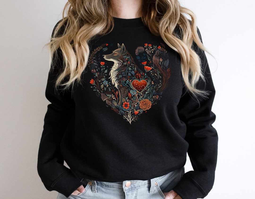 Floral Wolf Sweatshirt Cottagecore Sweatshirt Cottage Core Sweater ...