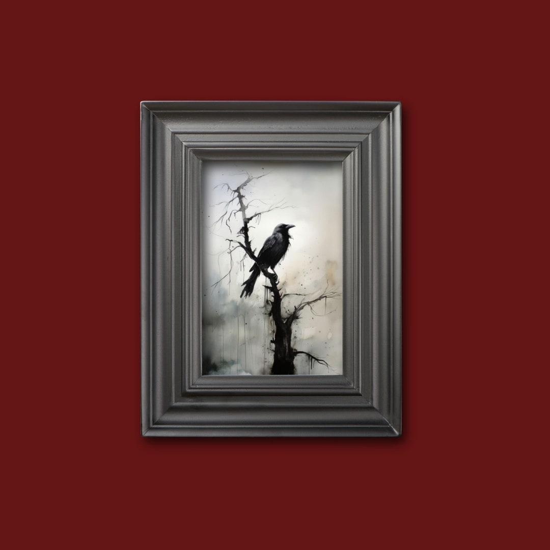 Crow Art Print Raven Wall Art Macabre Art Macabre Decor Crowcore Poster ...