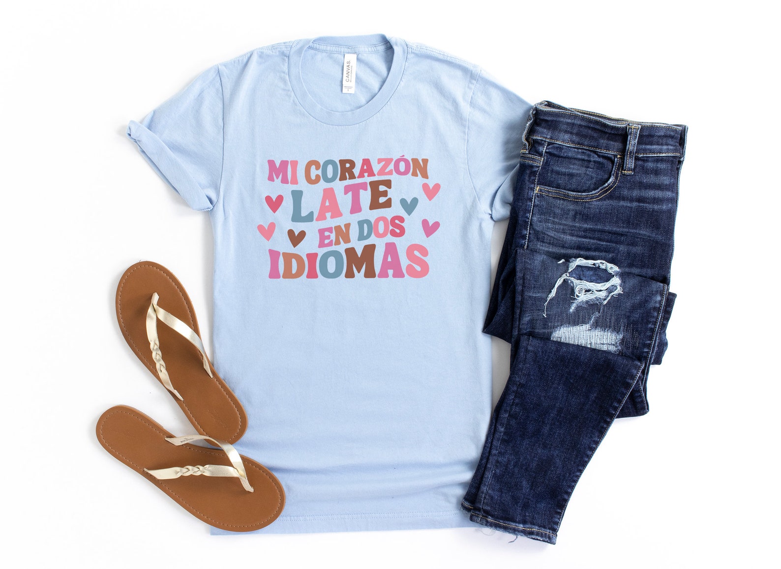 Spanish Teacher Valentines Day Shirt Mi Corazon Late En Dos Idiomas ...