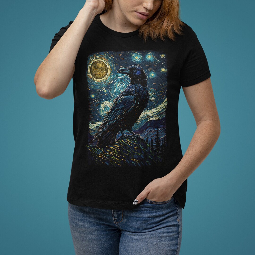 Starry Night Raven Shirt Edgar Allan Poe Shirt Crow Shirt the Raven ...